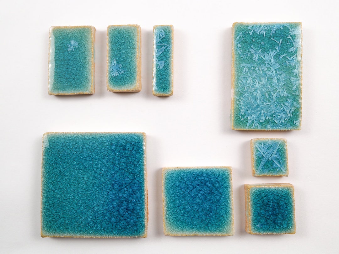 Crystal Turquoise Rectangles Handmade Ceramic Tiles for Mosaic Design ...