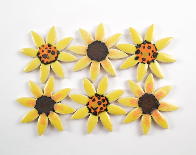Assorted Sunflower Handmade Ceramic Tiles for Mosaic Design. - Etsy