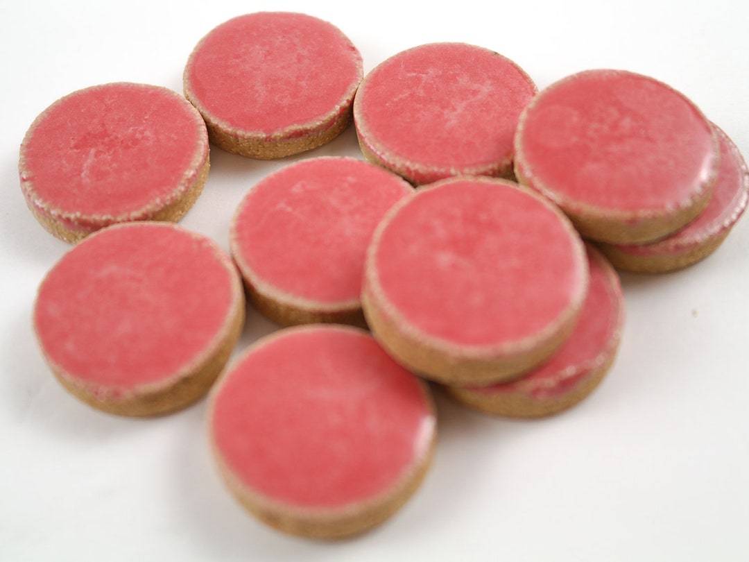 Bubble Gum Pink Circles Handmade Ceramic Tiles for Mosaic Design. - Etsy