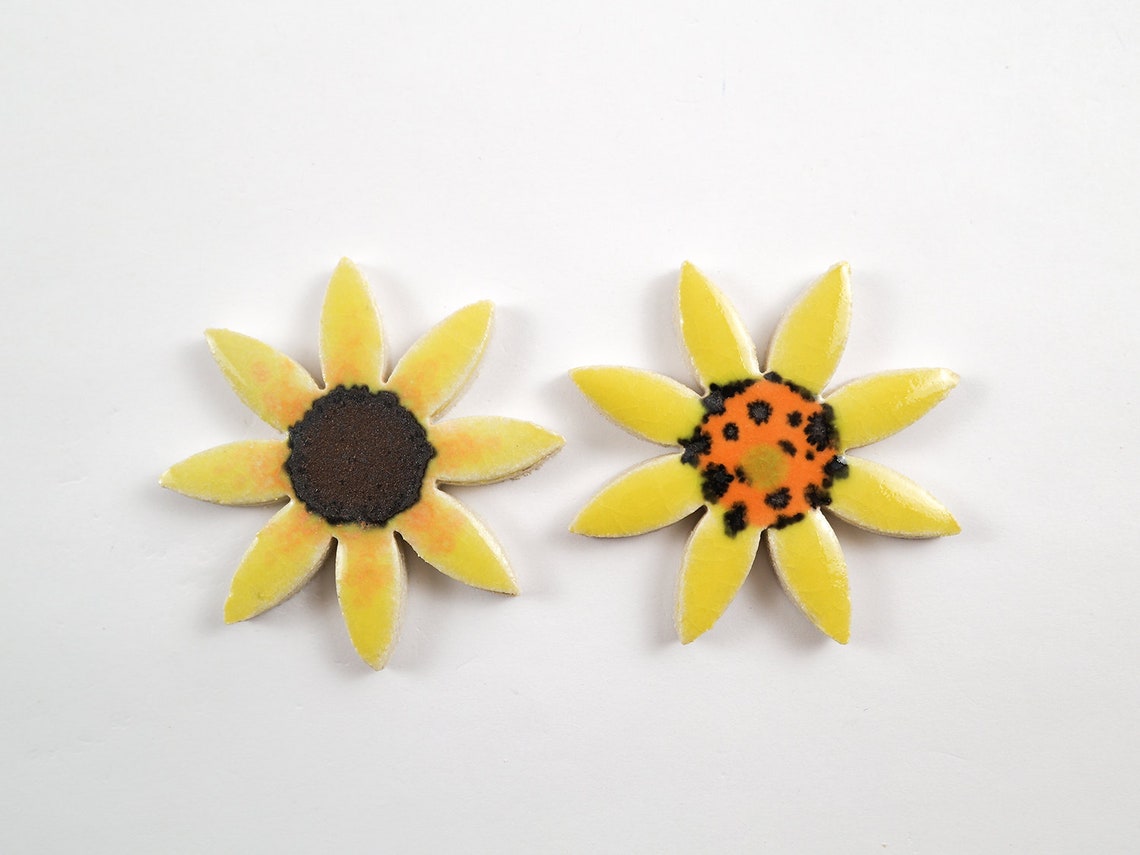 Assorted Sunflower Handmade Ceramic Tiles for Mosaic Design. - Etsy