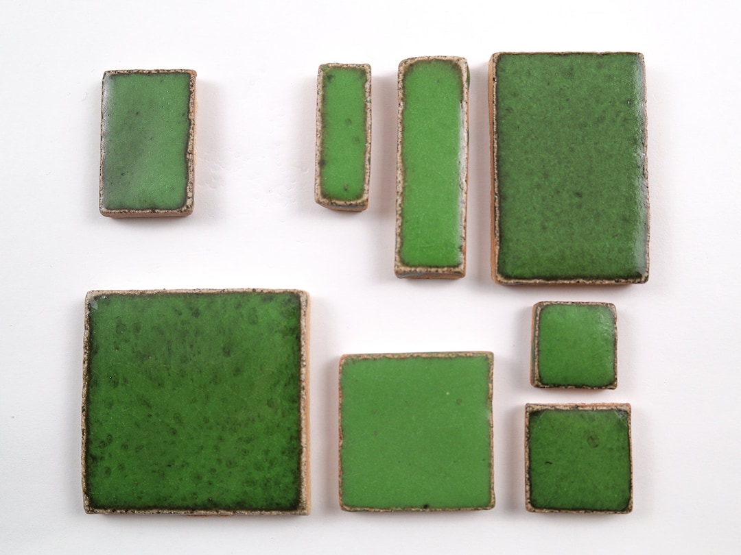 Victoria Green Rectangles Handmade Ceramic Tiles for Mosaic Design. - Etsy