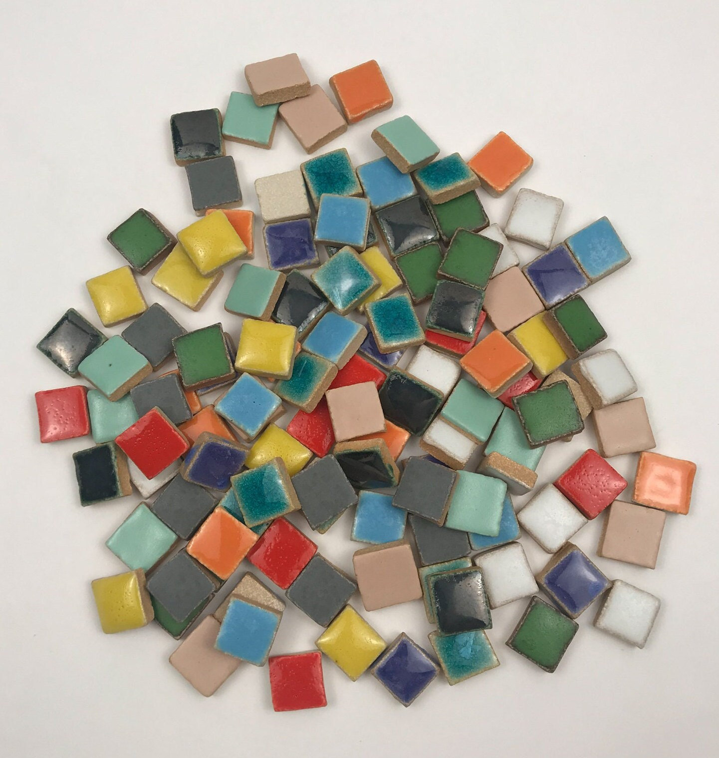 12 Assorted Handmade Ceramic Tiles for Mosaic Design - Etsy