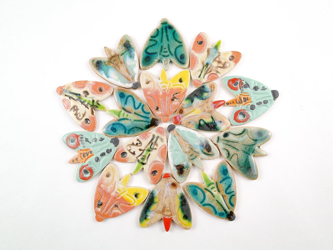 Catie's Ring of Fire Fireflies Handmade Ceramic Tiles for Mosaic Design ...