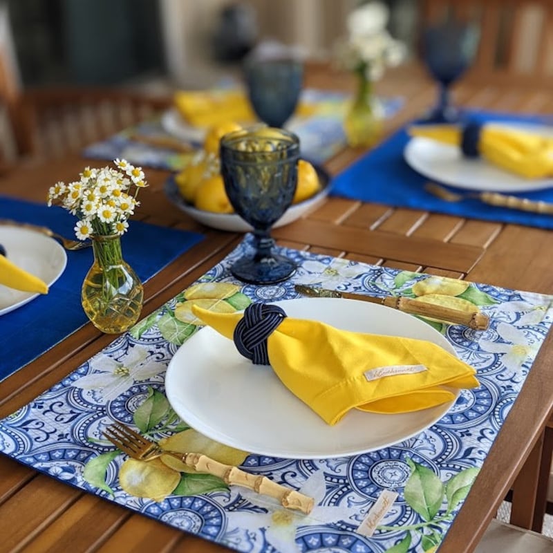 Blue and Lemon Place Mats - Etsy