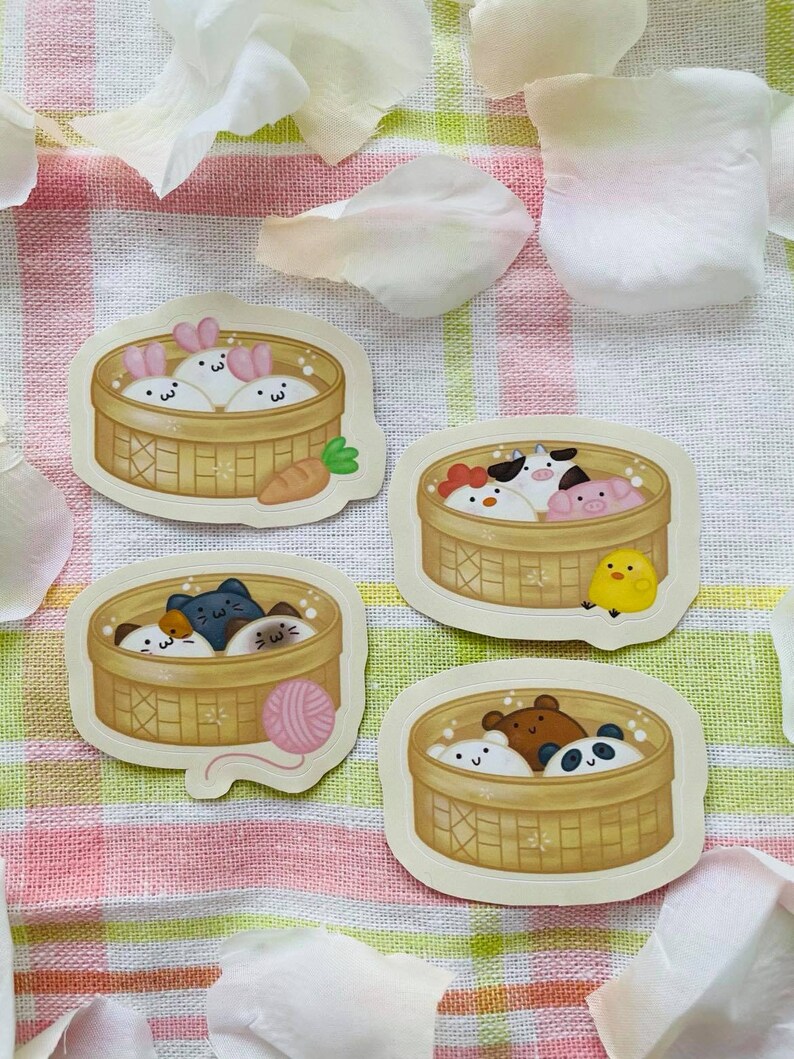 Cat Steamed Buns Sticker | Cute Aesthetic, Clear Vinyl Sticker ...