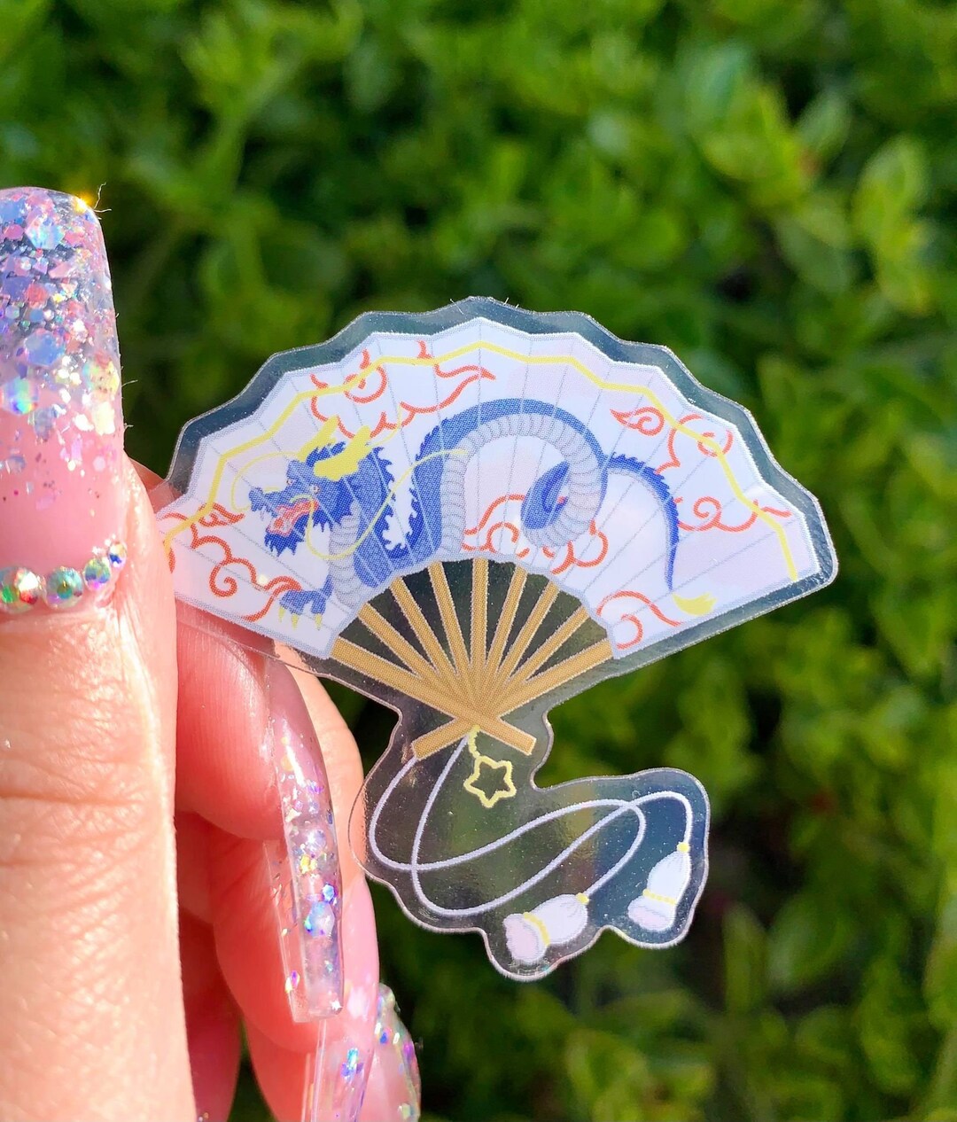 Blue Dragon Fan Sticker: Clear Waterproof Vinyl Decal - Etsy