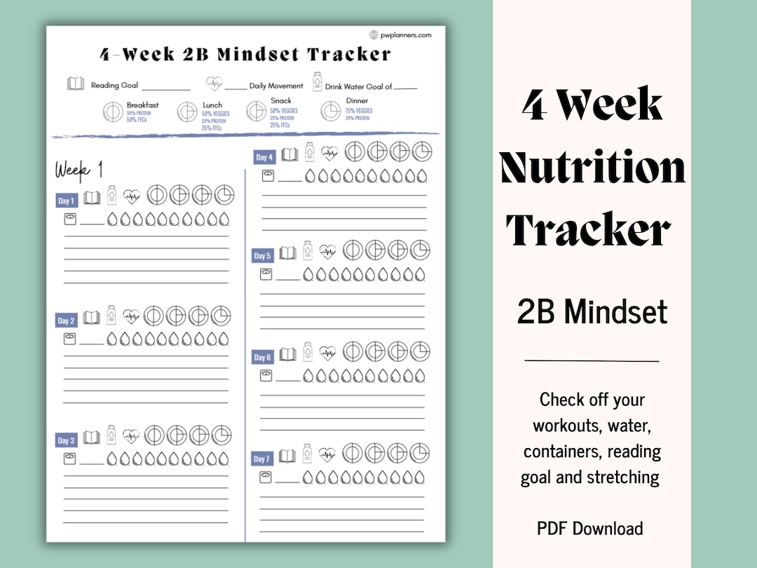 2B Mindset Registro de nutrición y hábitos de 4 semanas - Etsy México