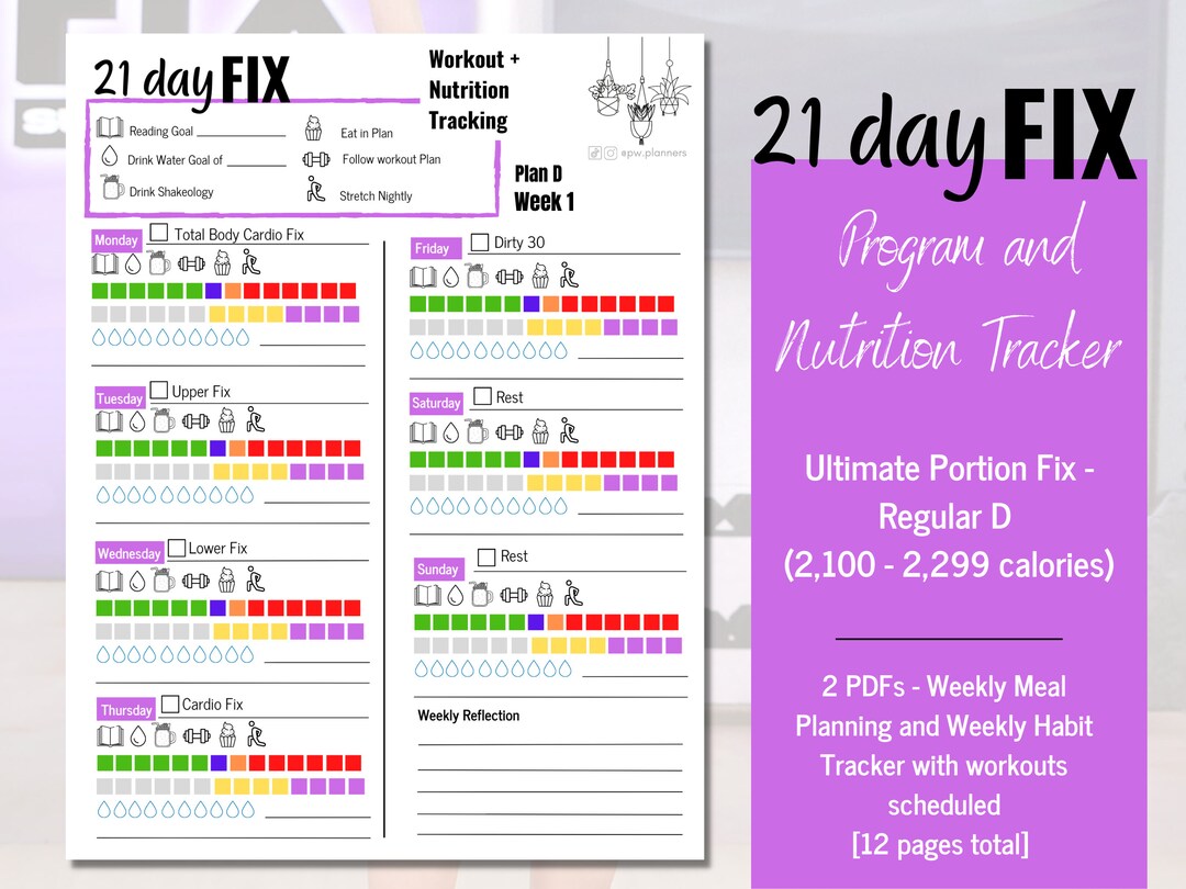 Plan D 21 Day Fix Challenge Tracker Bodi Super Block - Etsy