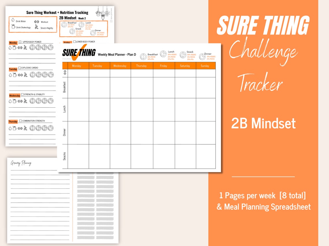 Sure Thing 2B Mindset Challenge Tracker - Etsy