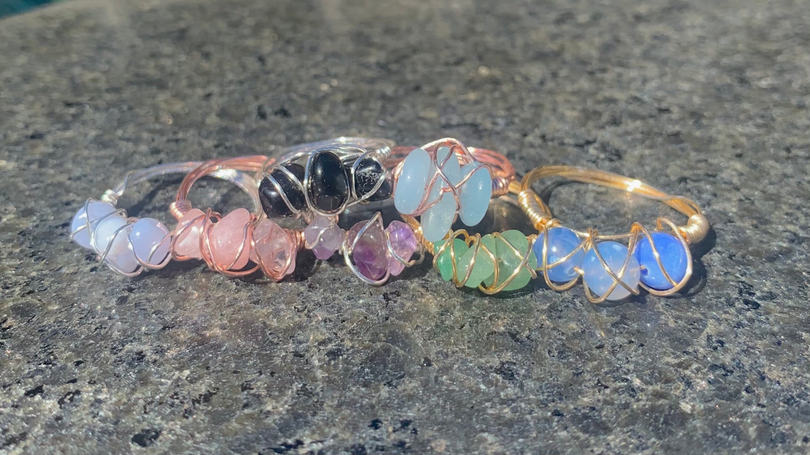 Triple Stone Wire Rings | Etsy