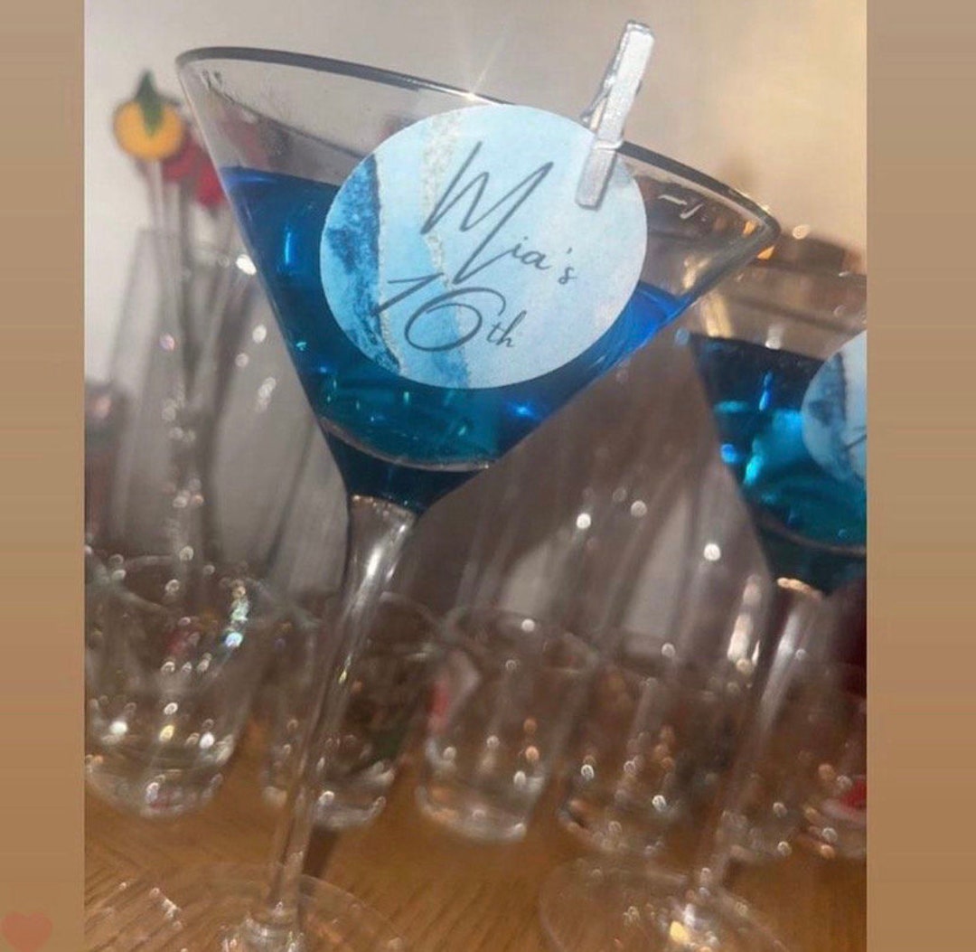 24 PERSONALISED Blue Marble Edible Drinks Toppers (no Pegs) - Etsy UK