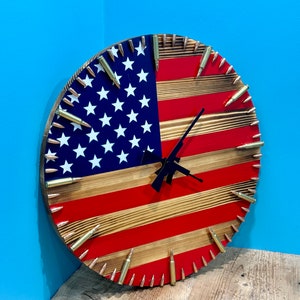 American Flag Clock,rustic USA Clock,patriotic Wall Clock,usa Flag ...