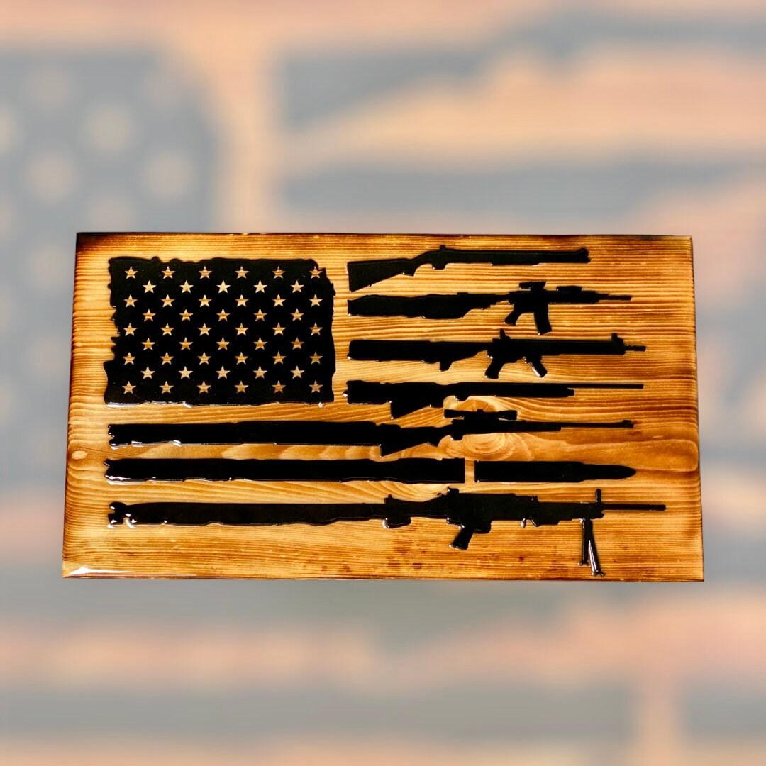 22x12 American Flag Rustic With Epoxy - Etsy