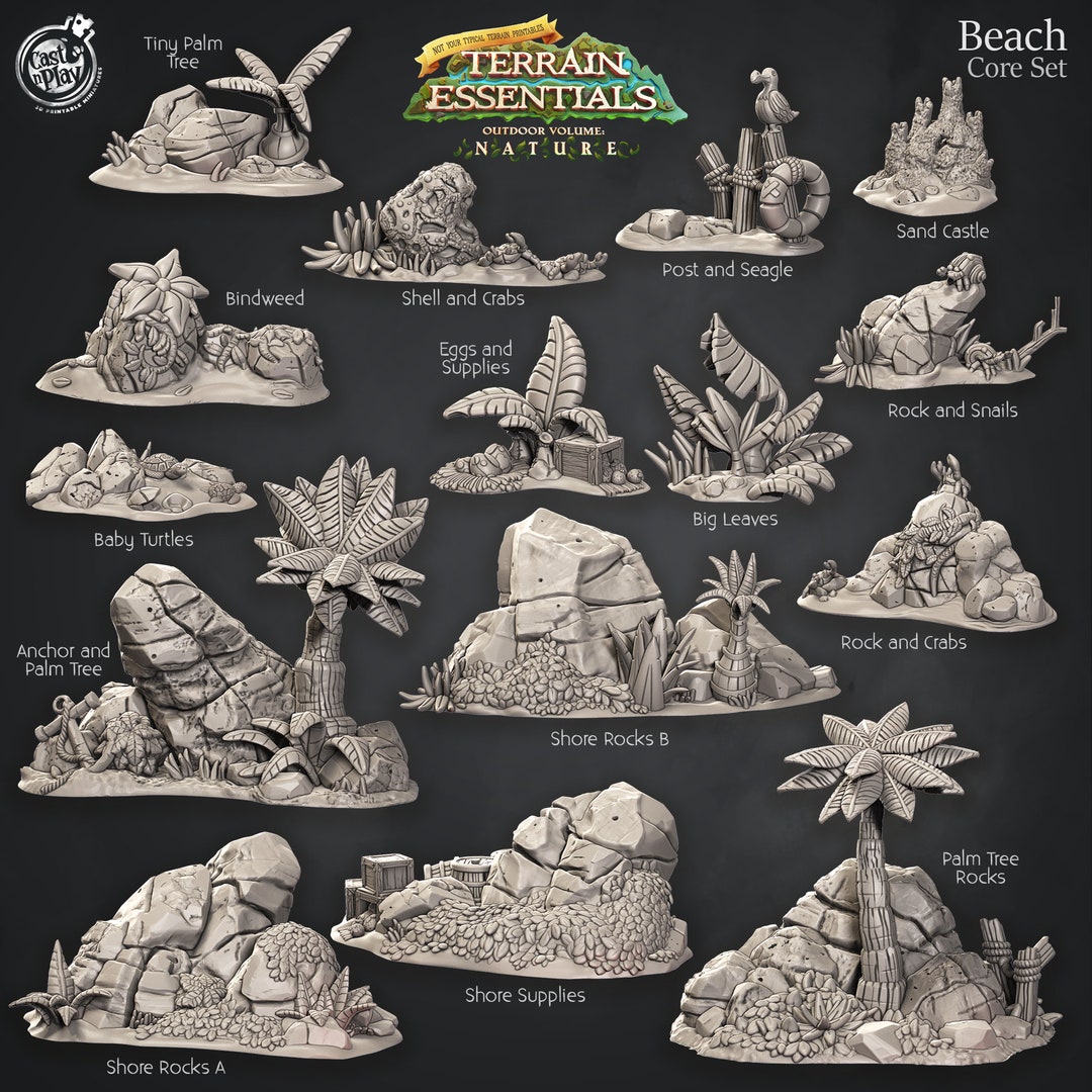 Beach Terrain Set, Scatter Terrain Essentials Cast N Play 32 Mm Scale ...