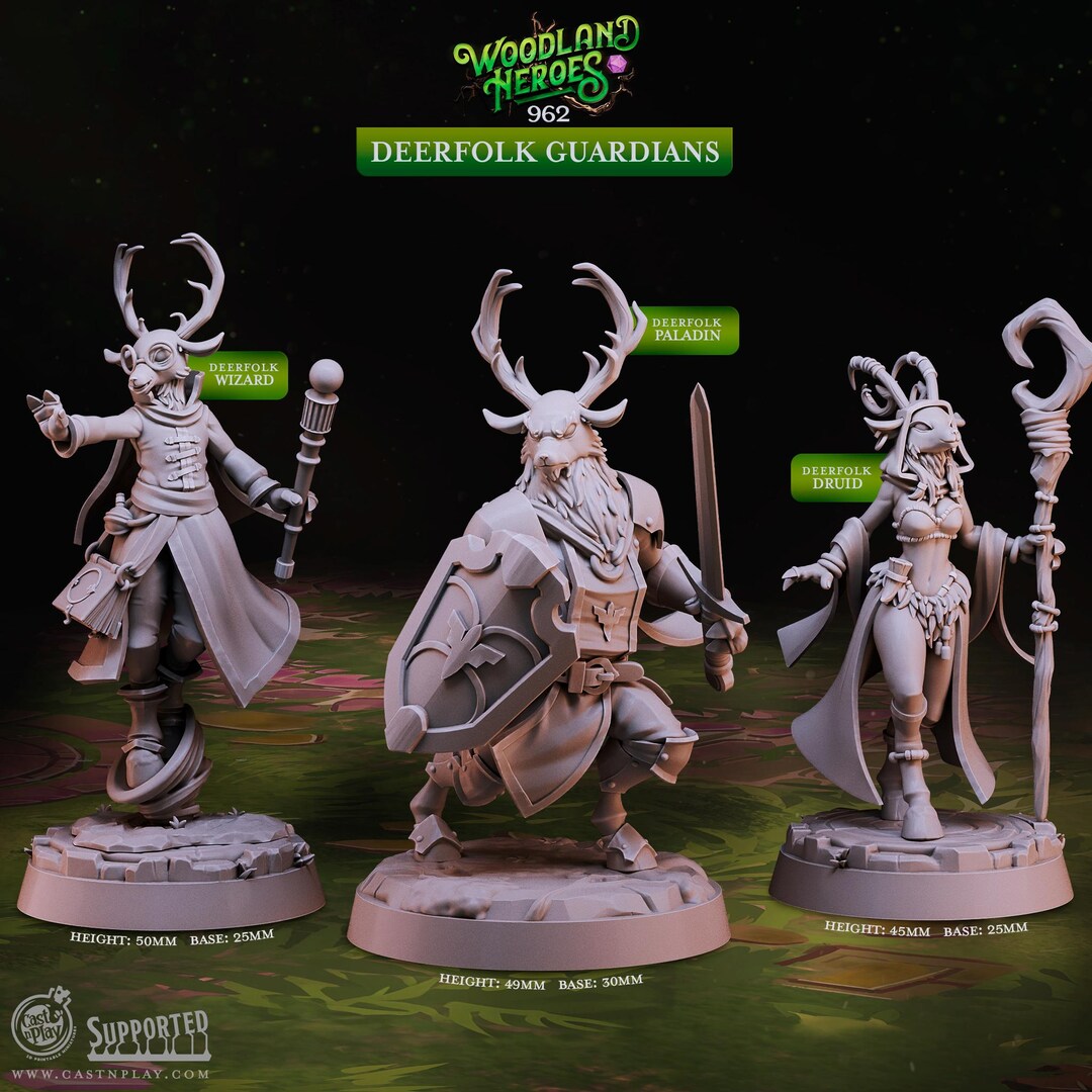 Deerfolk Guardians, Woodland Heroes Castnplay Miniature Resin Gift ...