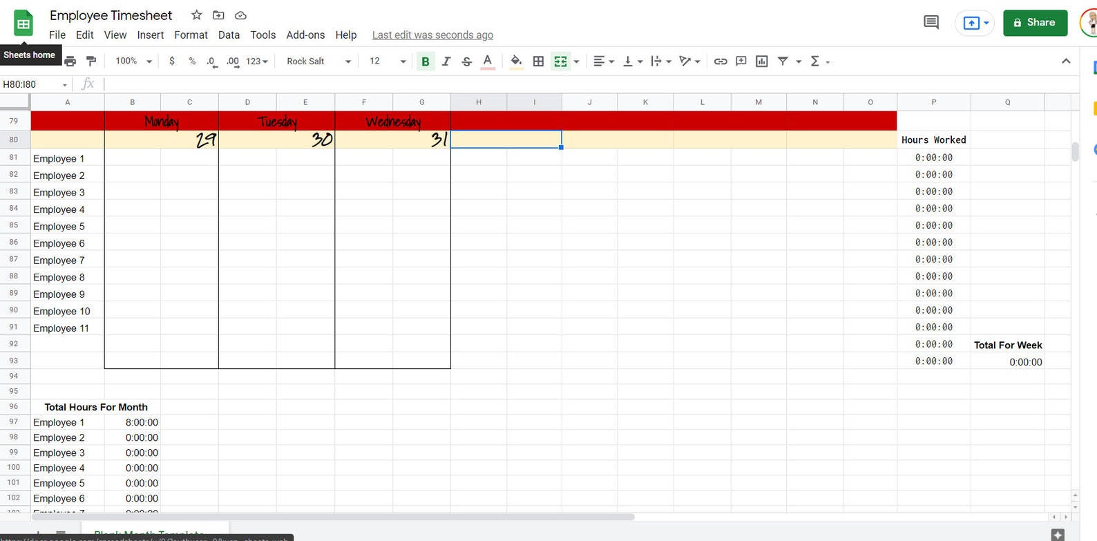 Employee Schedule Tracking Google Sheet (can Be Customized) - Etsy