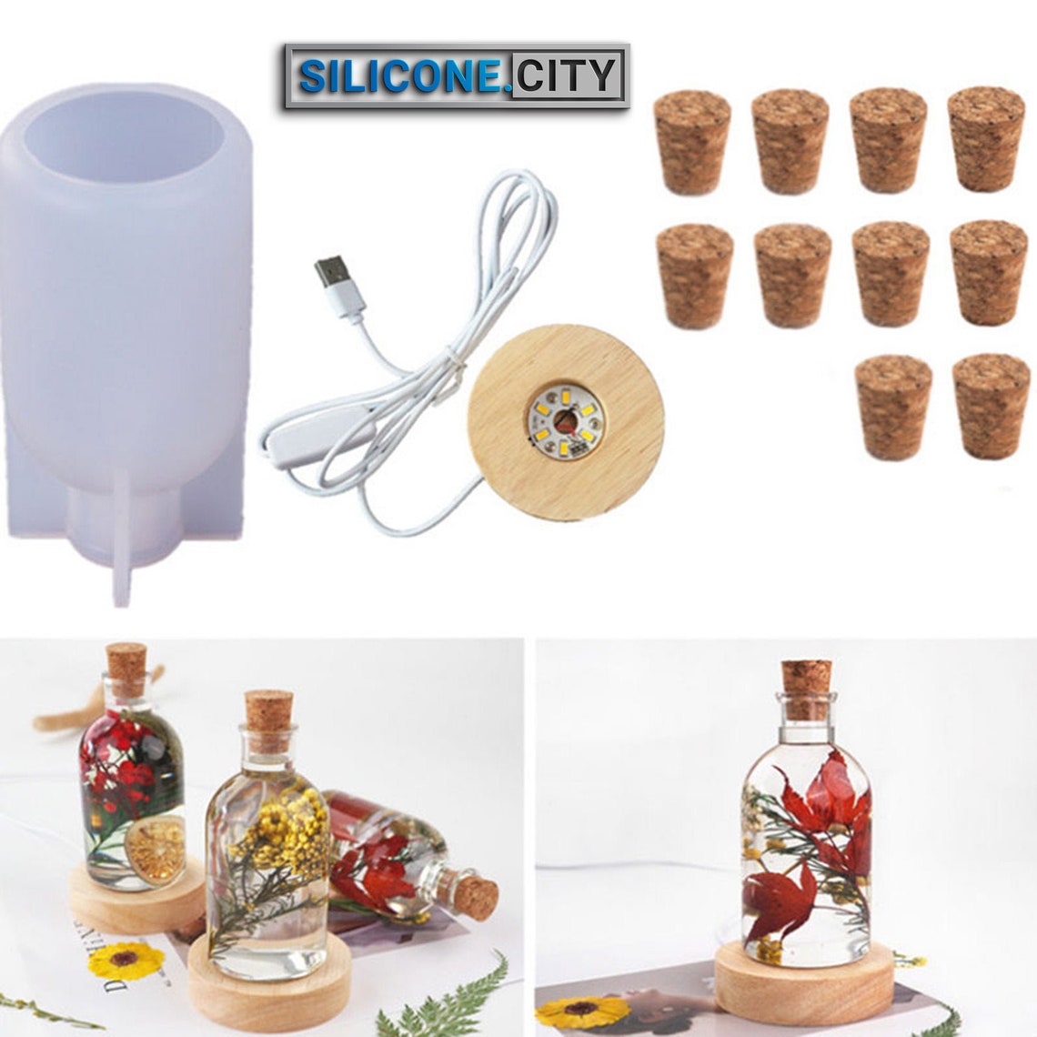 Lamp Resin Mold and LED Lights Display Wooden Base DIY LED | Etsy