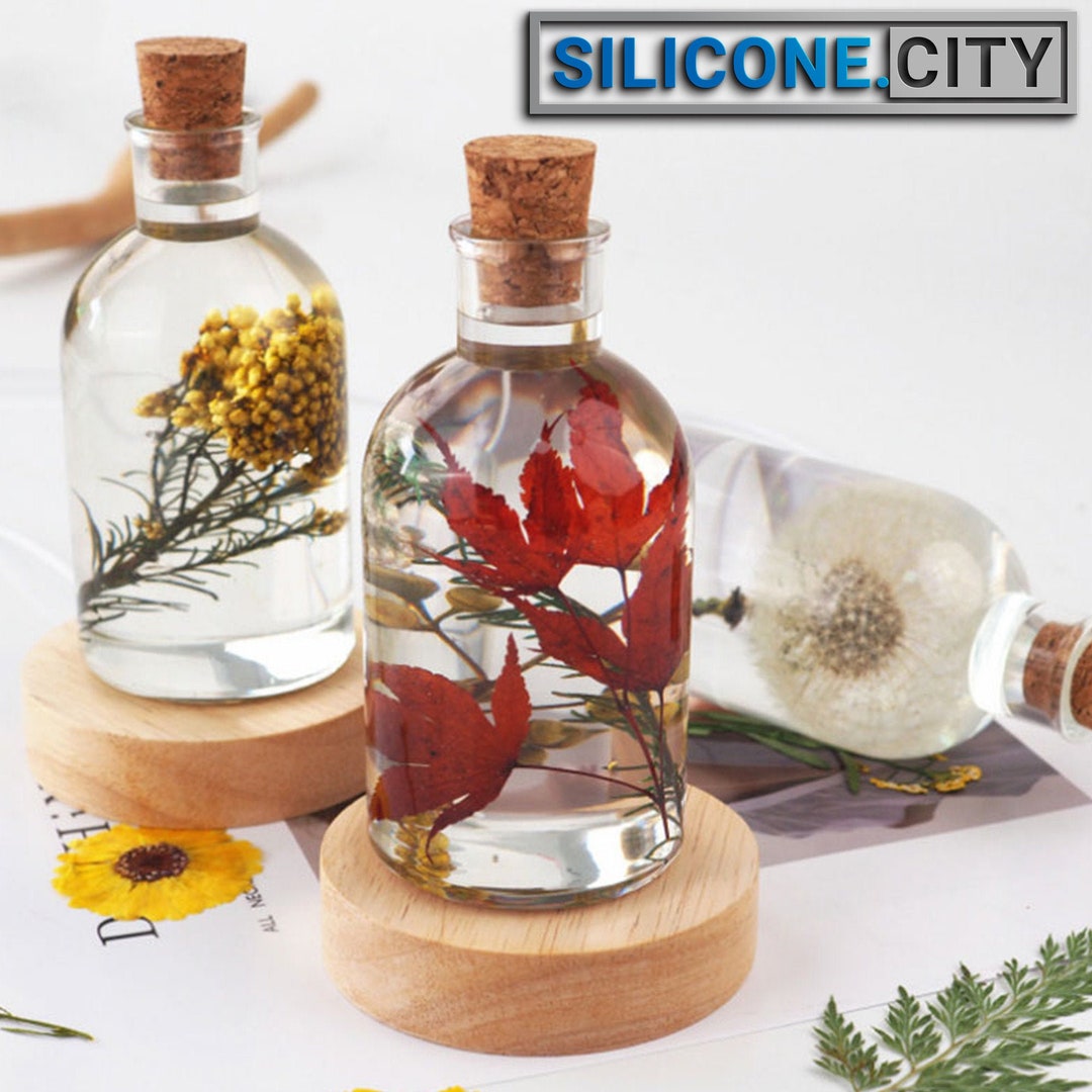 Lamp Resin Mold and LED Lights Display Wooden Base DIY LED Bottle Resin ...