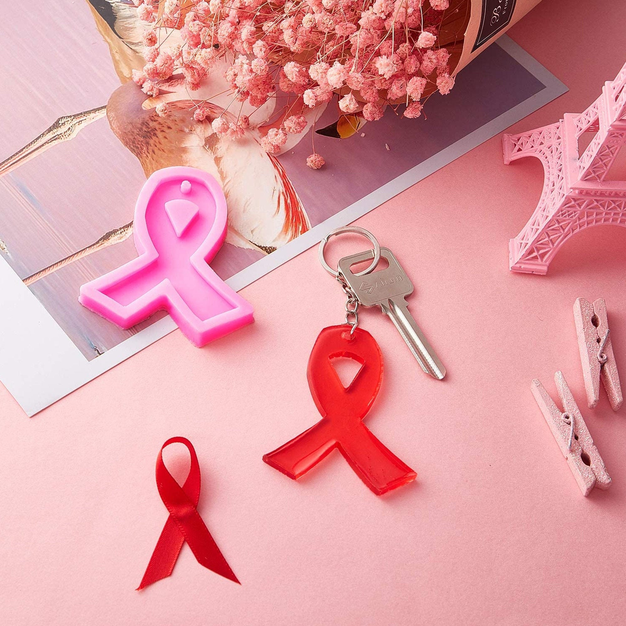 Silicone Ribbon Mold Breast Cancer Ribbon Keychain Mold | Etsy