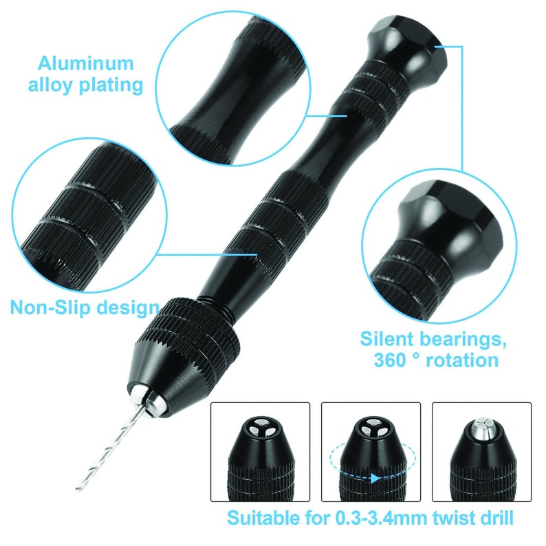 Precision Craft Hand Drill Set - Manual Pin Vise With 10 Mini Drill ...