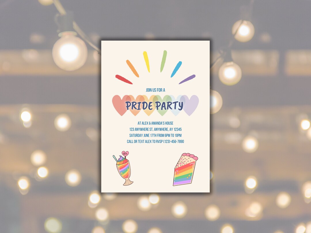 Pride Party Invitation Template | Rainbow Pride Month Party | Printable ...
