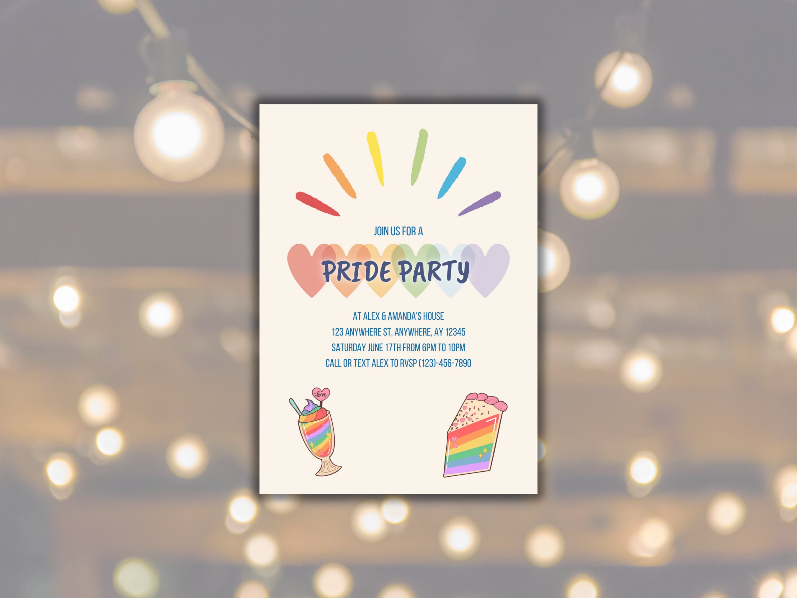 Pride Party Invitation Template Rainbow Pride Month Party Printable ...