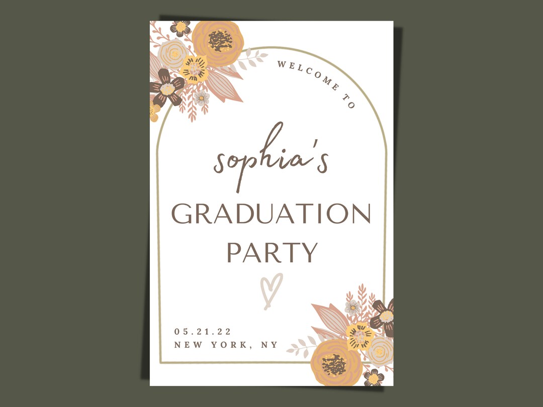 Graduation Party Sign Template | Boho Graduation Announcement | Modern ...
