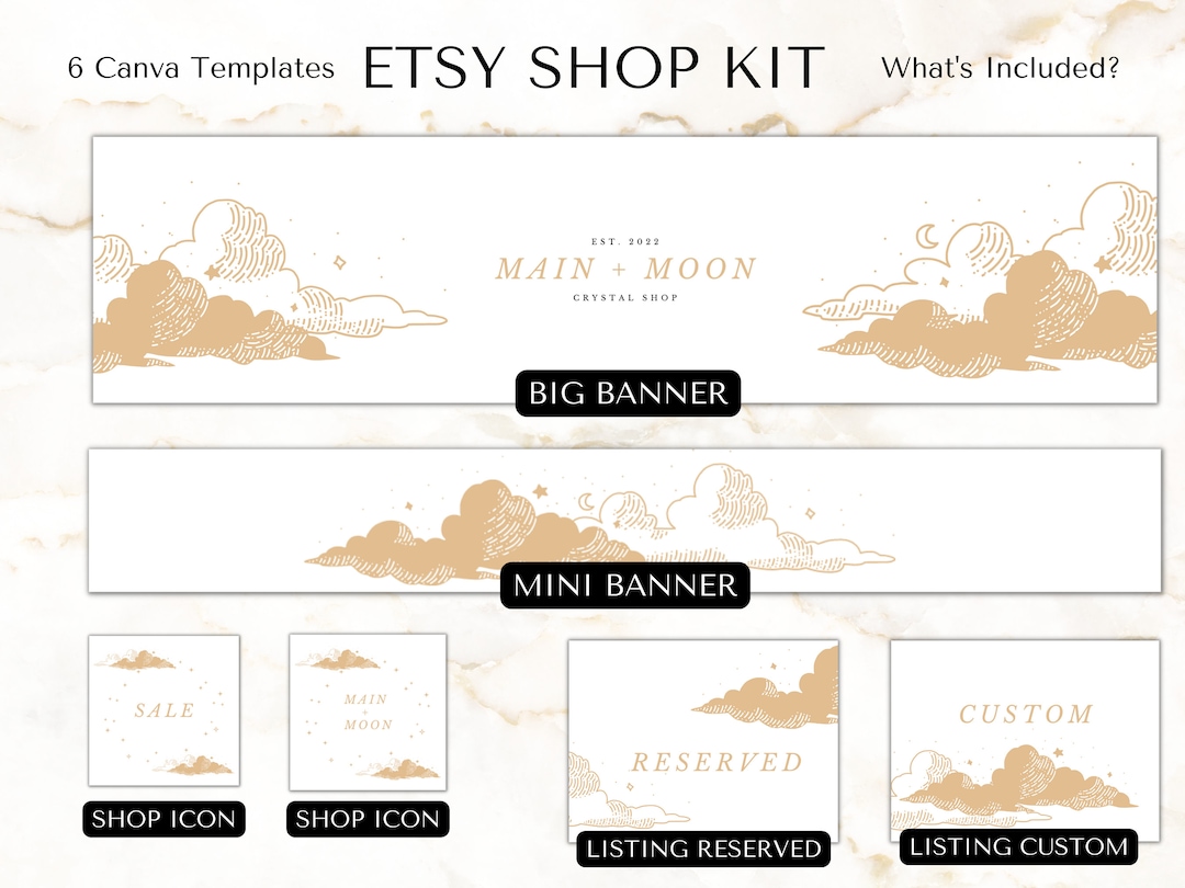 Etsy Boho Clouds Shop Kit | Etsy Shop DIY Banner Set | Etsy Branding ...