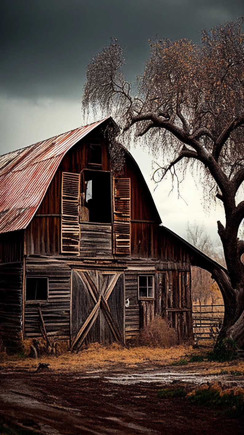 Rustic Farm Wallpaper for Smartphone - Digitally Created Art - Etsy