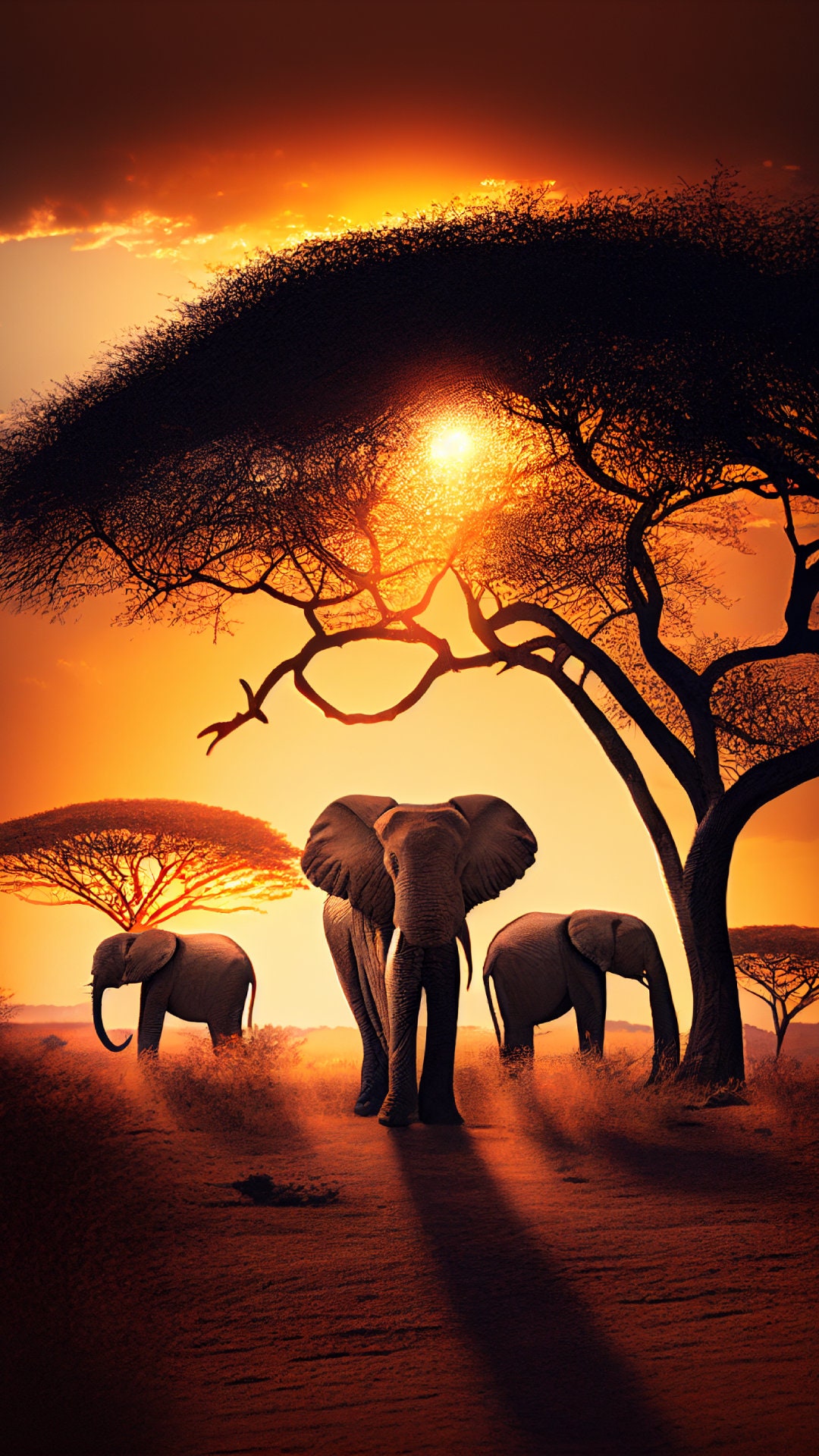 Digital Herd of Elephants Portrait - Perfect for Smartphone Background ...
