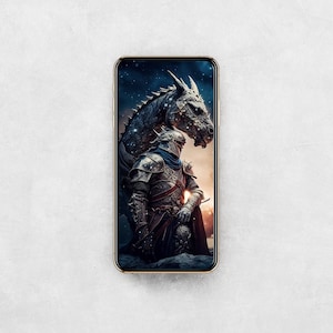 Knight and His Dragon Phone Wallpaper - Digitally Created Art - Instant ...
