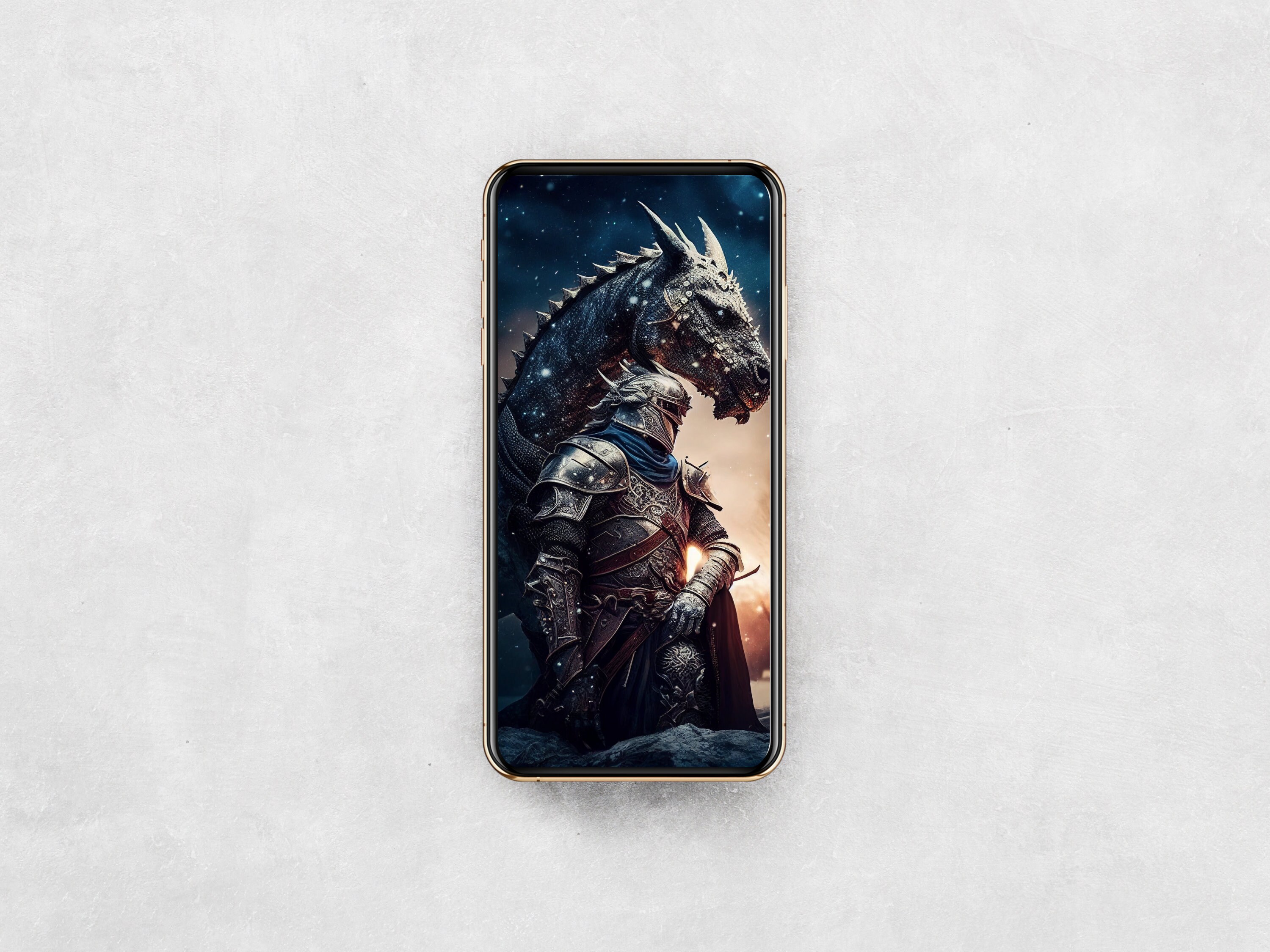 Knight and His Dragon Phone Wallpaper - Digitally Created Art - Instant ...