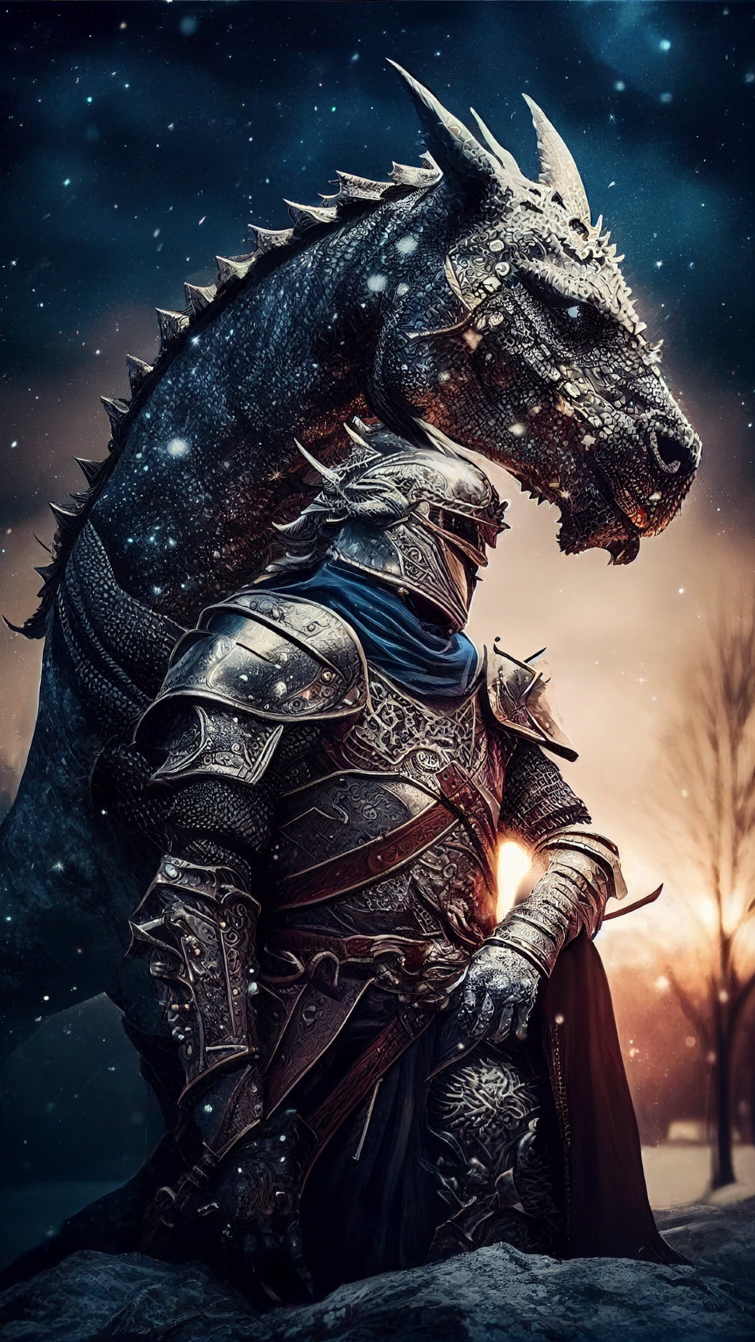 Knight and His Dragon Phone Wallpaper - Digitally Created Art - Instant ...