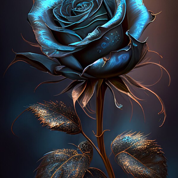 Blue Rose Print - Etsy