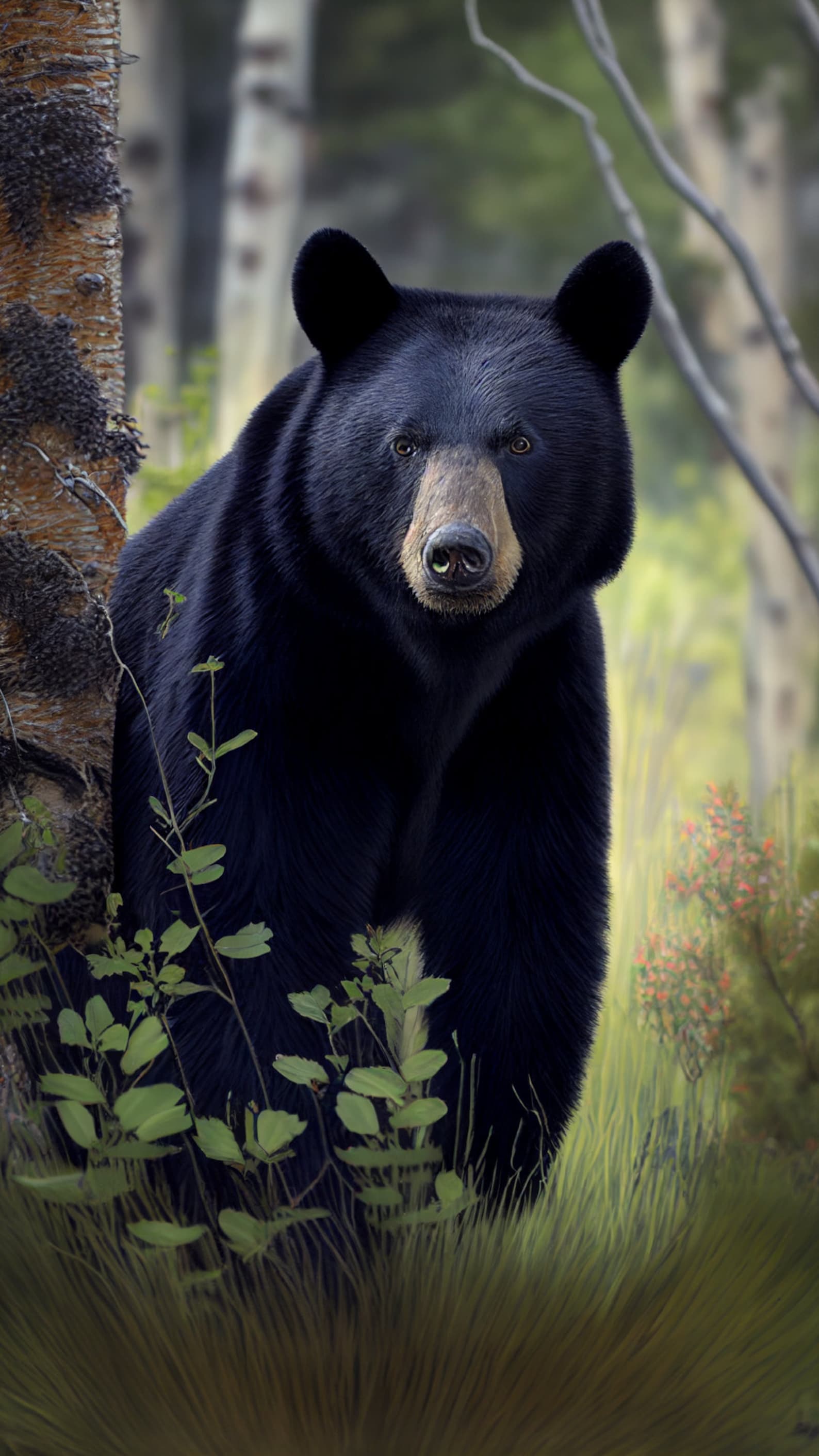 Digital Portrait of Black Bear in Forest: Perfect Wall Art for Nature ...