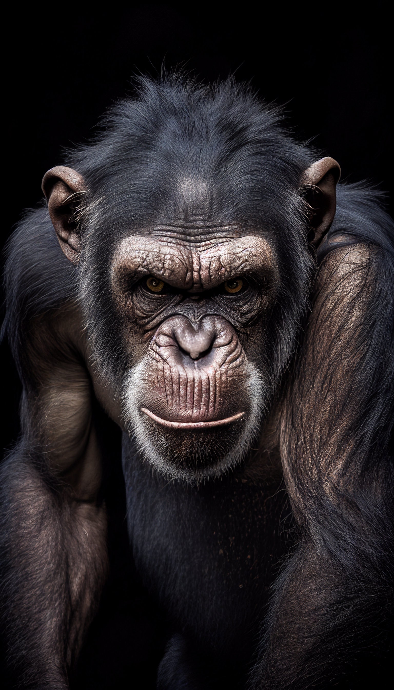 Expressive Chimp Art - High-quality Digital Portrait for Decor ...