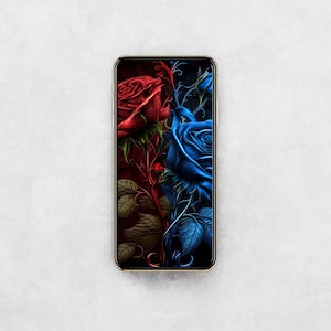 Red and Blue Roses - Digitally Created Art - Instant Download - Etsy