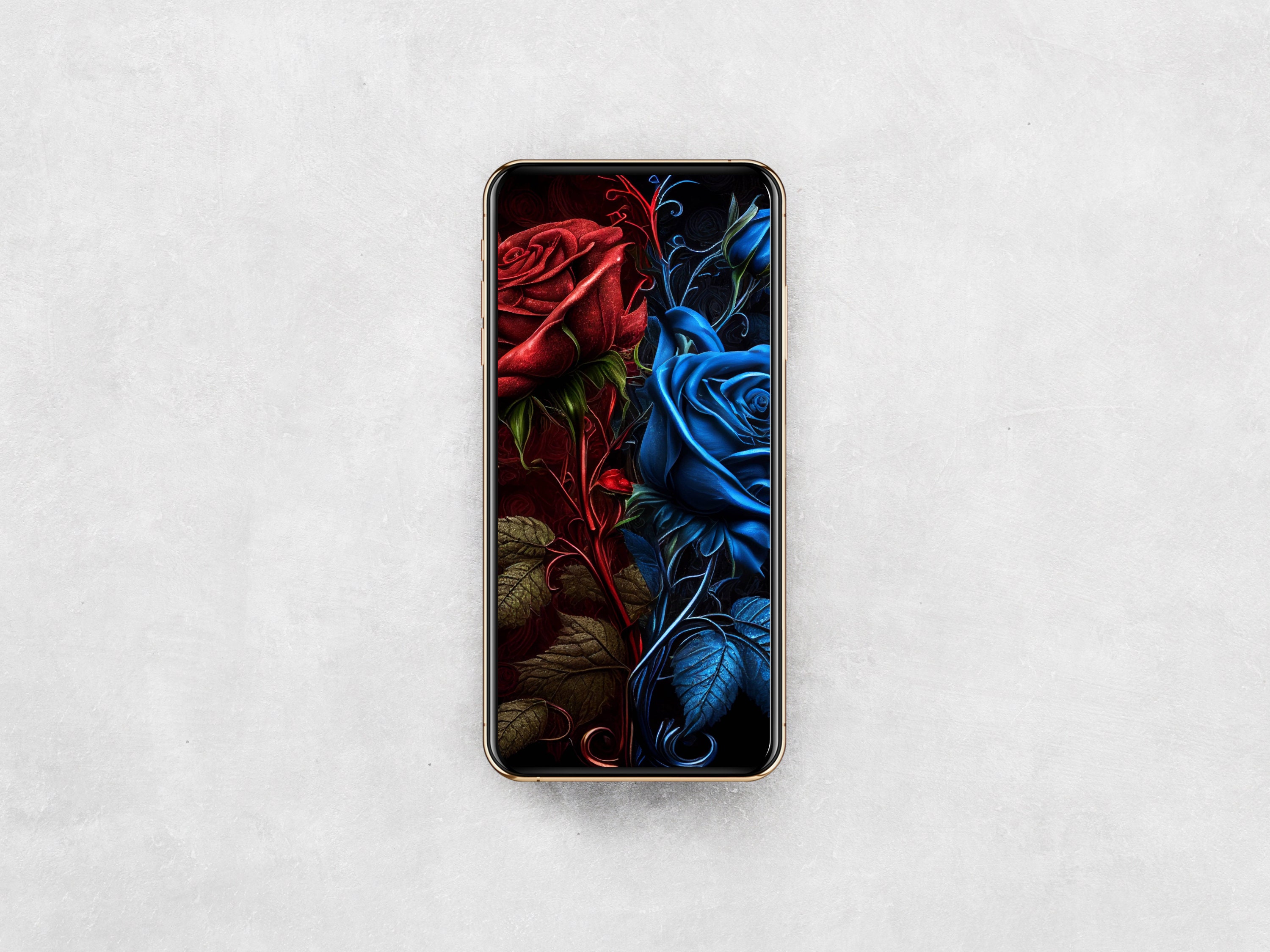 Red and Blue Roses - Digitally Created Art - Instant Download - Etsy