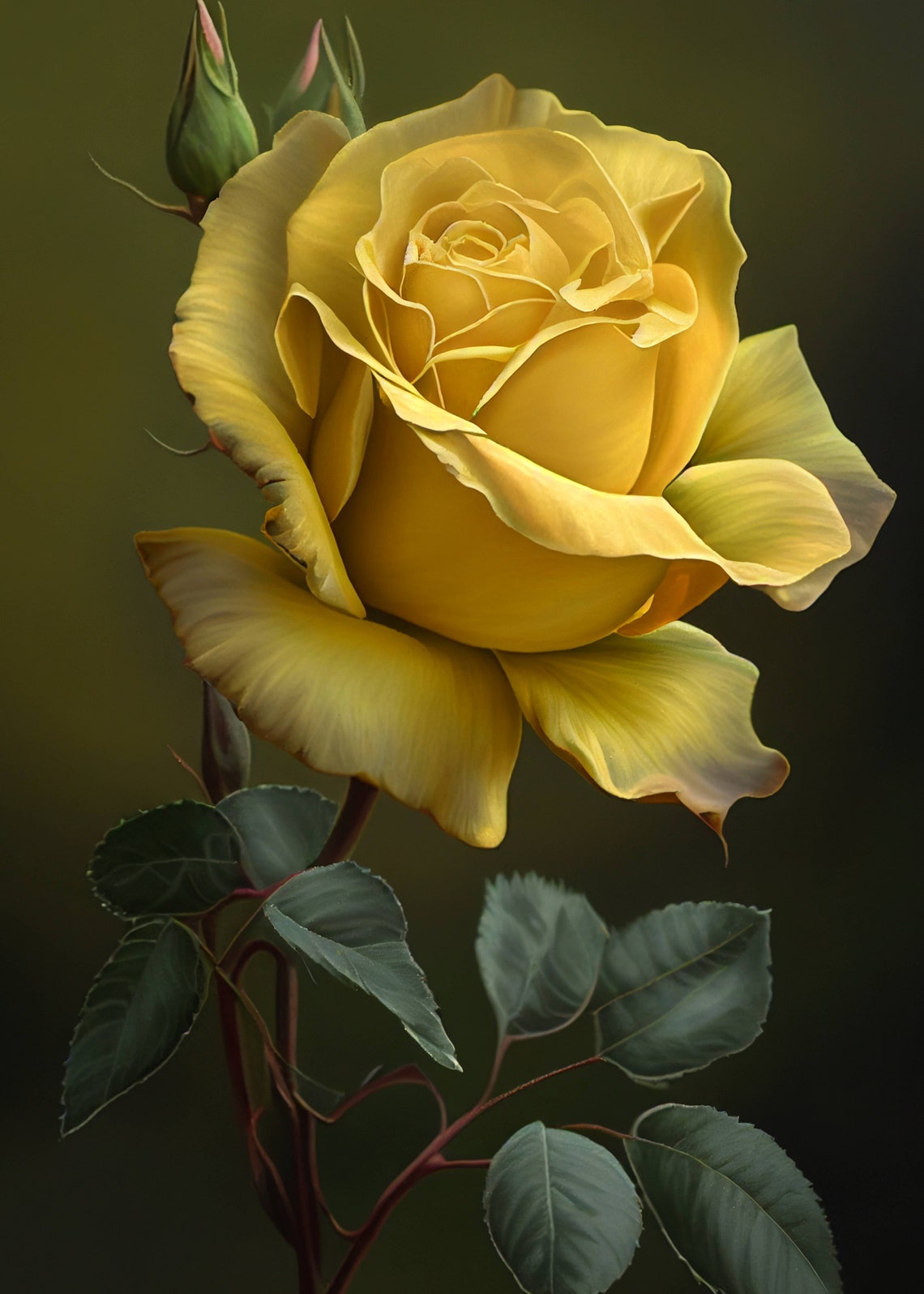 Yellow Rose - Digitally Created Art - Etsy