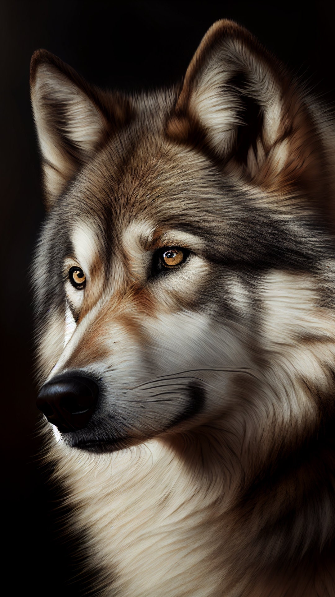 Realistic Digital Wolf Portrait: Perfect for Phone Wallpaper or ...