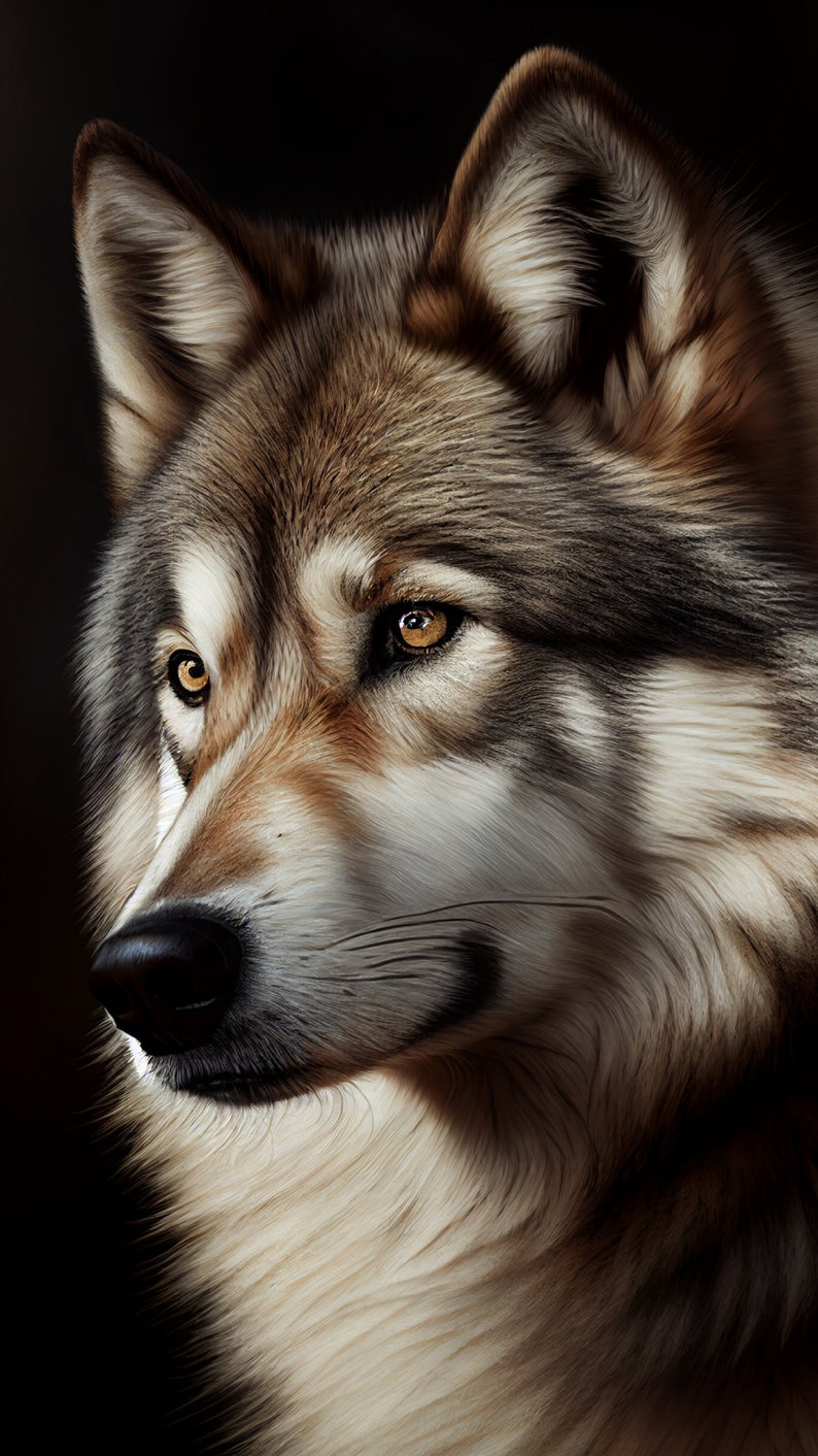 Realistic Digital Wolf Portrait: Perfect for Phone Wallpaper or ...
