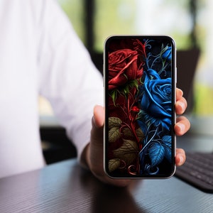 Red and Blue Roses - Digitally Created Art - Instant Download - Etsy