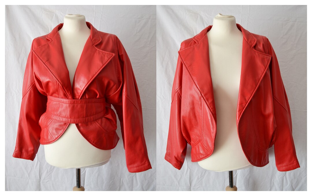 80s Red Leather Jacket. Oversized Leather Jacket. Vintage Leather ...