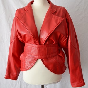 80s Red Leather Jacket. Oversized Leather Jacket. Vintage Leather ...