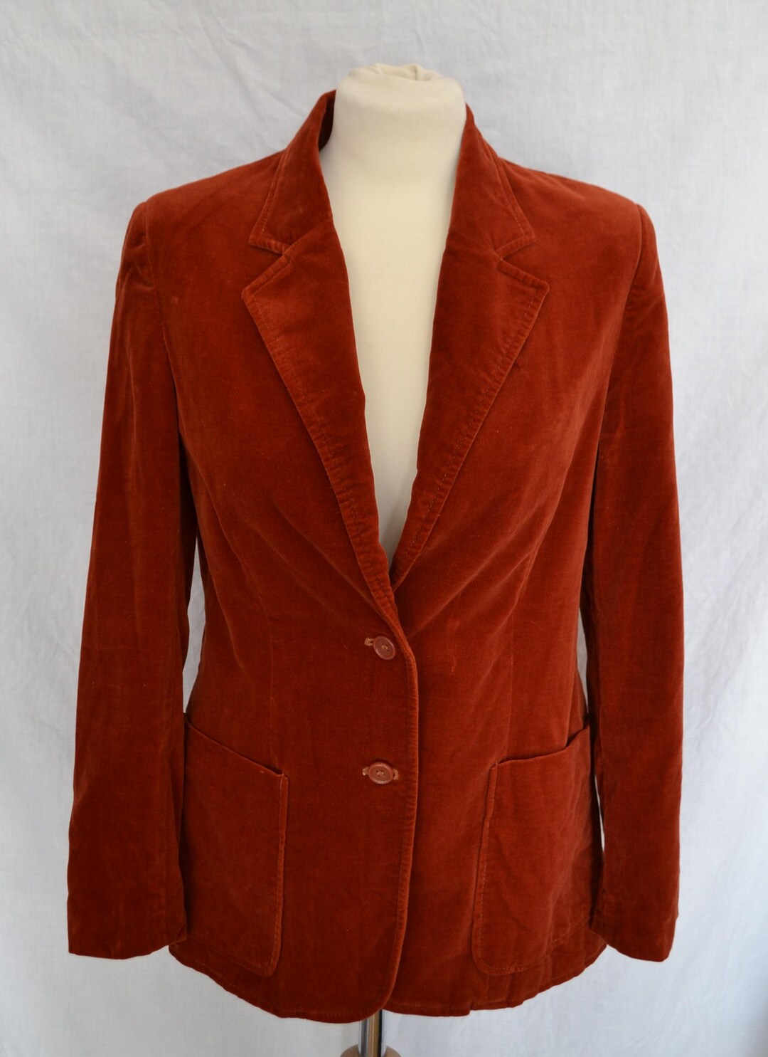 Vintage Fitted Velvet Rust Color Blazer Size S - Etsy