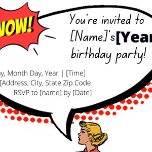 Custom Comic Strip Birthday Invitation - Etsy