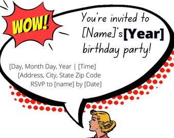 Comic Strip Birthday Party Invitation - Etsy