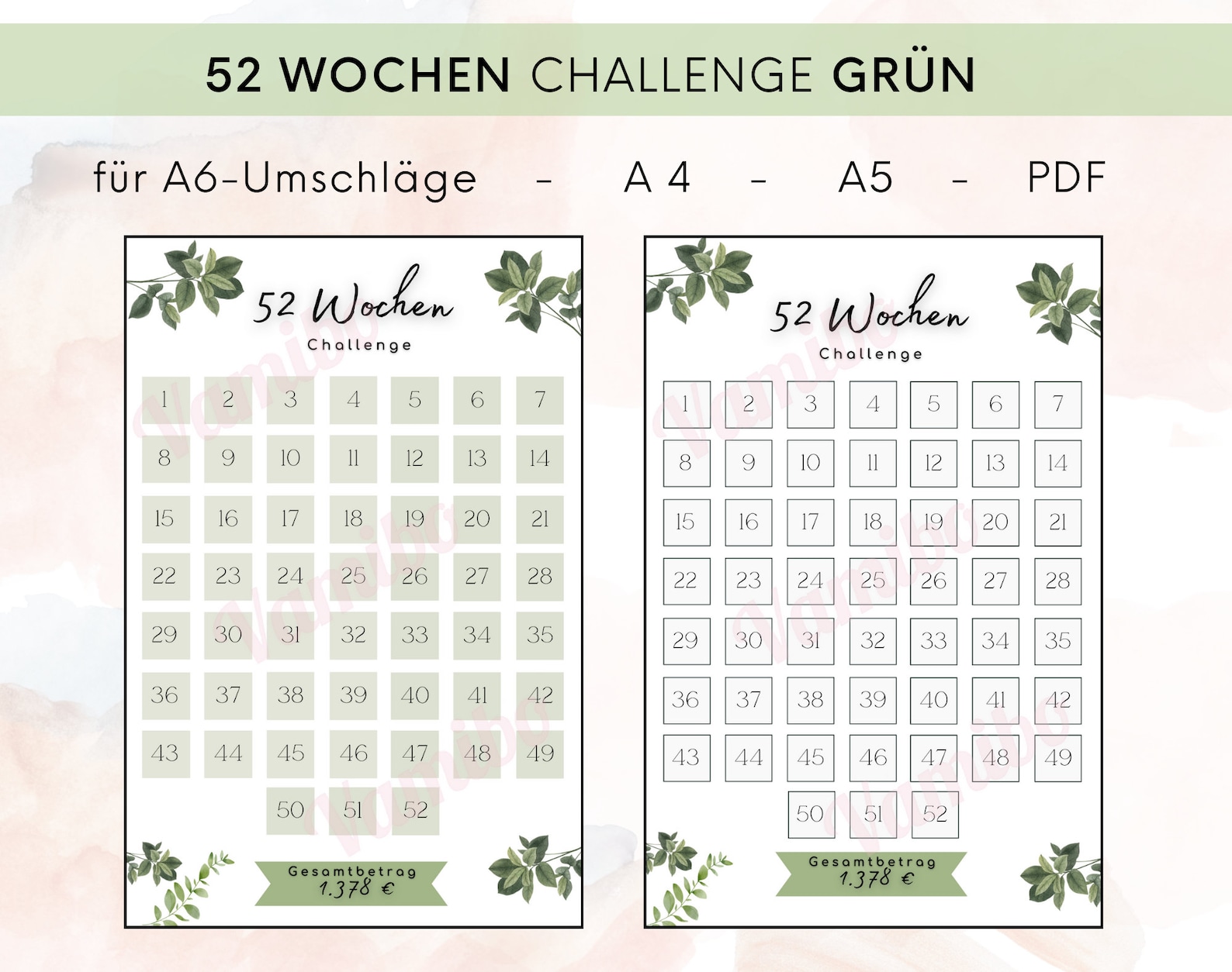 Download 52 Wochen Challenge A4 A5 A6 Sparchallenge - Etsy France