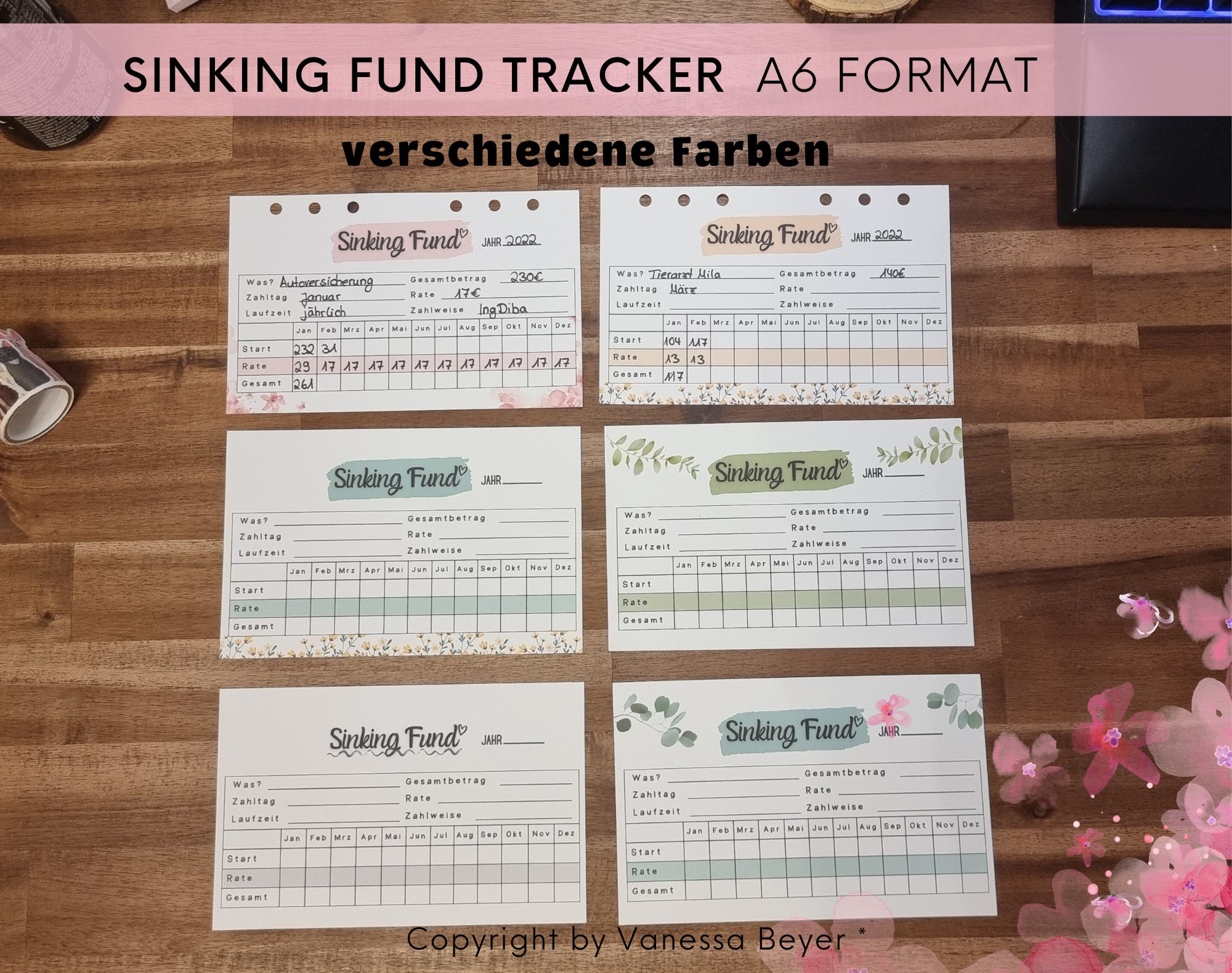 Download Sinking Fund Tracker, A6 Format, passend für A6 Umschläge ...