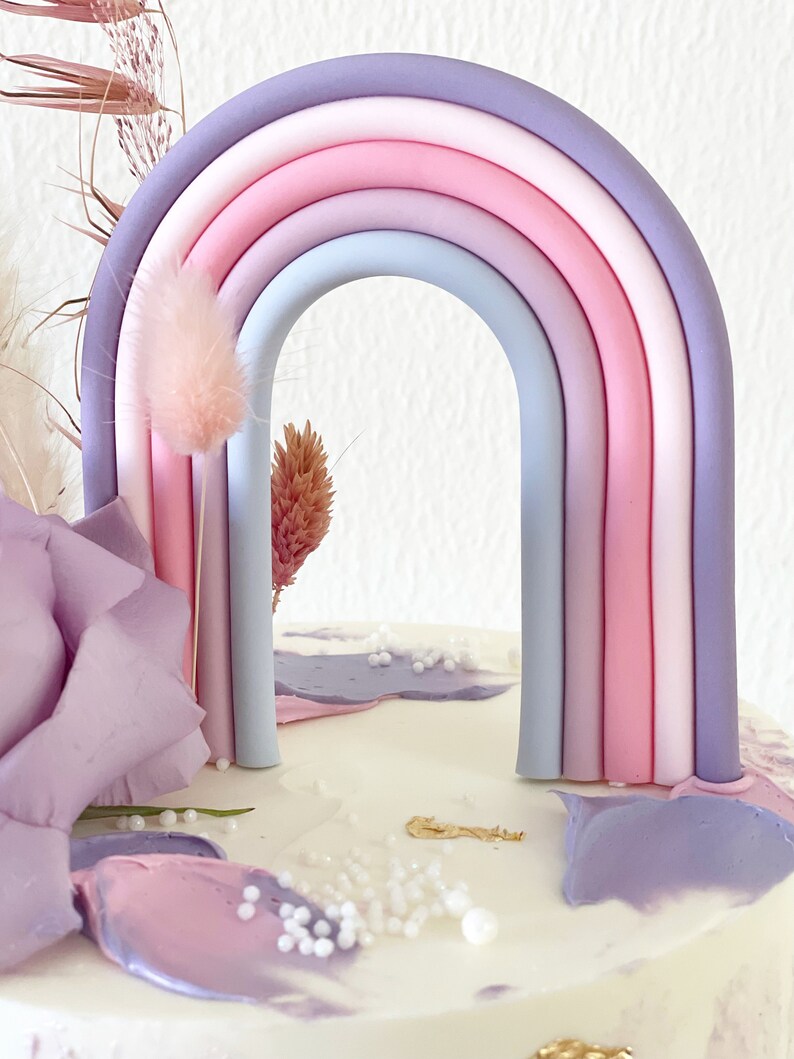 Boho Rainbow Fondant Cake Topper Fondant Rainbow - Etsy